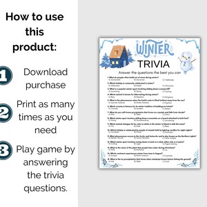 Winter Trivia Game, Winter Quiz, Printable Winter Games for Kids or ...