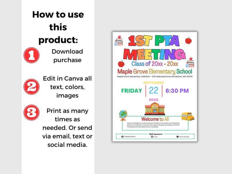 EDITABLE PTO PTA First Meeting Flyer Template, Pto/pta Information ...