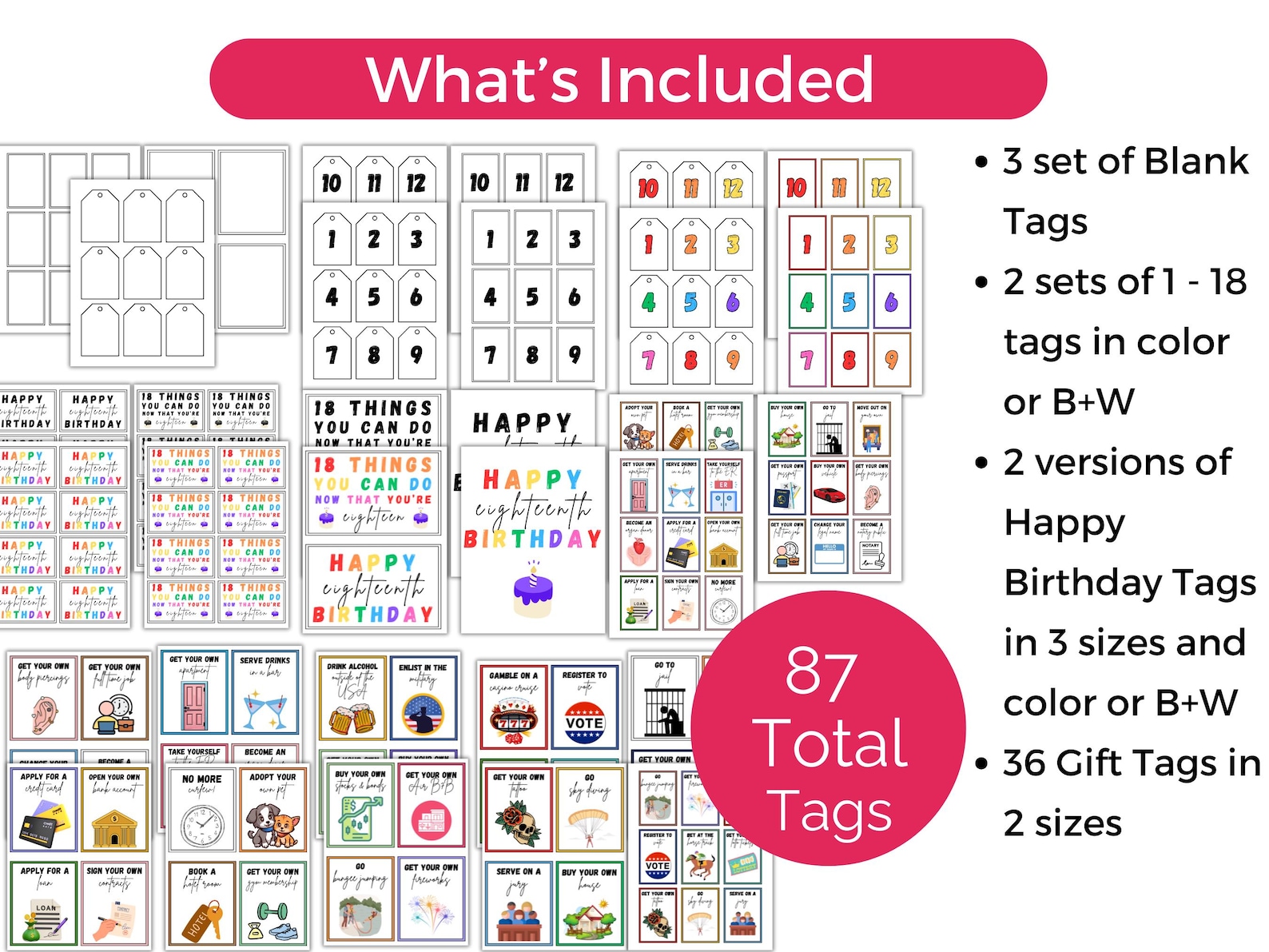 18 Things That You Can Do When You're 18, 18th Birthday Gift Tags, 18th ...