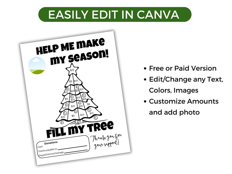 Editable Fill My Christmas Tree Fundraiser Template, Winter Fundraiser ...