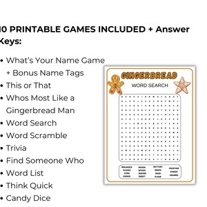 Gingerbread Game Bundle, 10 Printable Gingerbread Party Games ...
