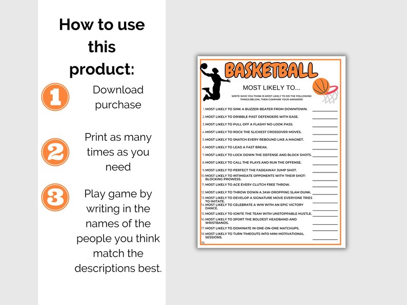 Basketball Most Likely To, Printable Basketball Team Party Games ...