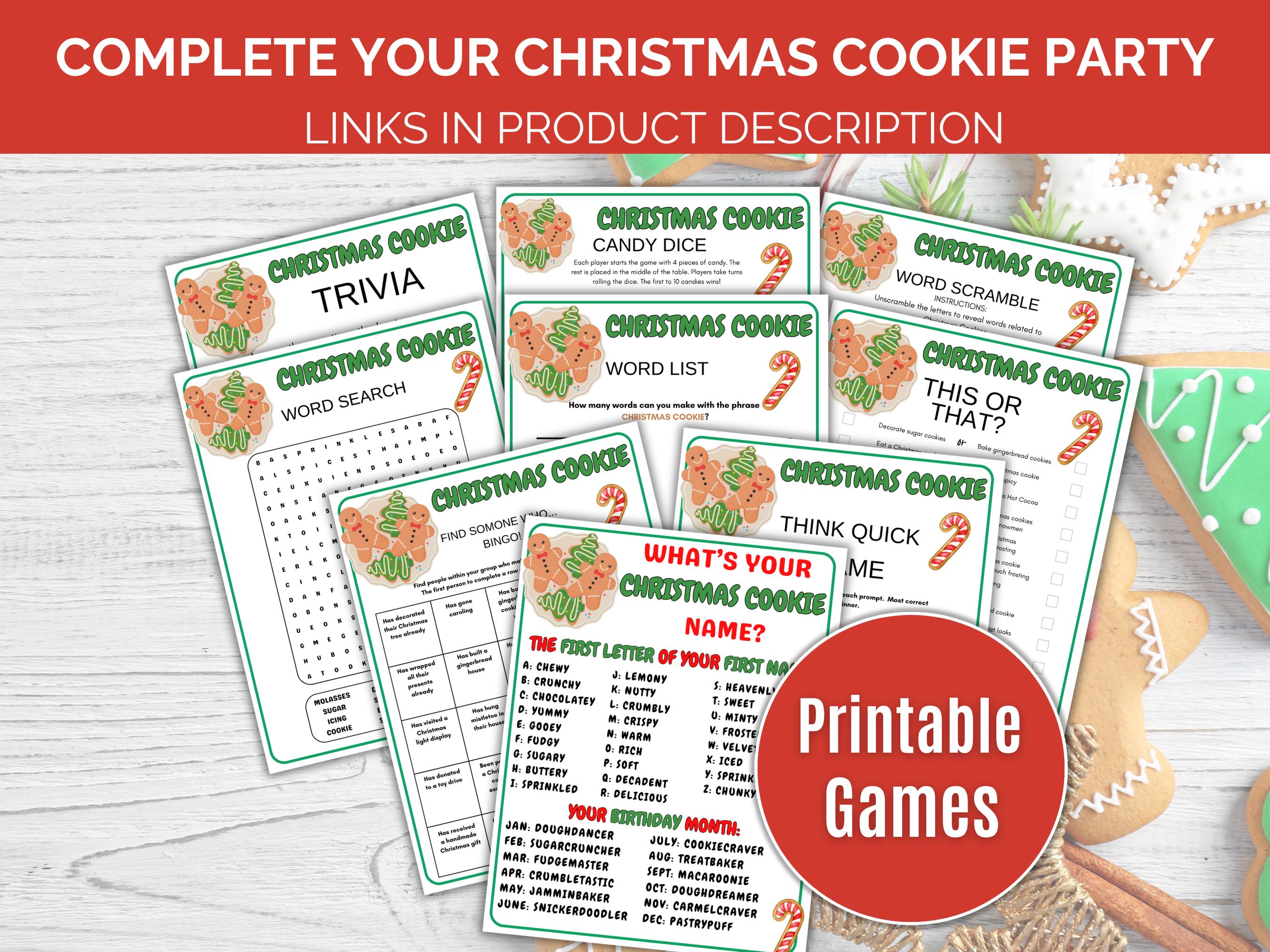 Christmas Cookie Match Game, Printable Christmas Cookie Exchange Party ...