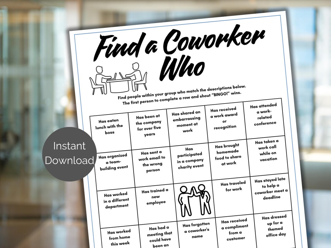 Coworker Find Someone Who Game, Office Party Mix + Mingle, Human Bingo ...