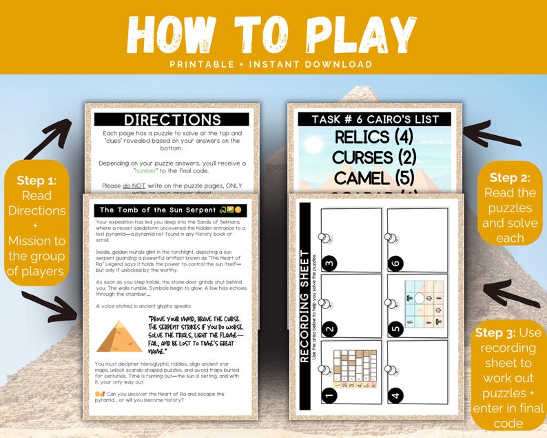 Pyramids Escape Room for Kids, Printable Escape Room Kit, Birthday ...