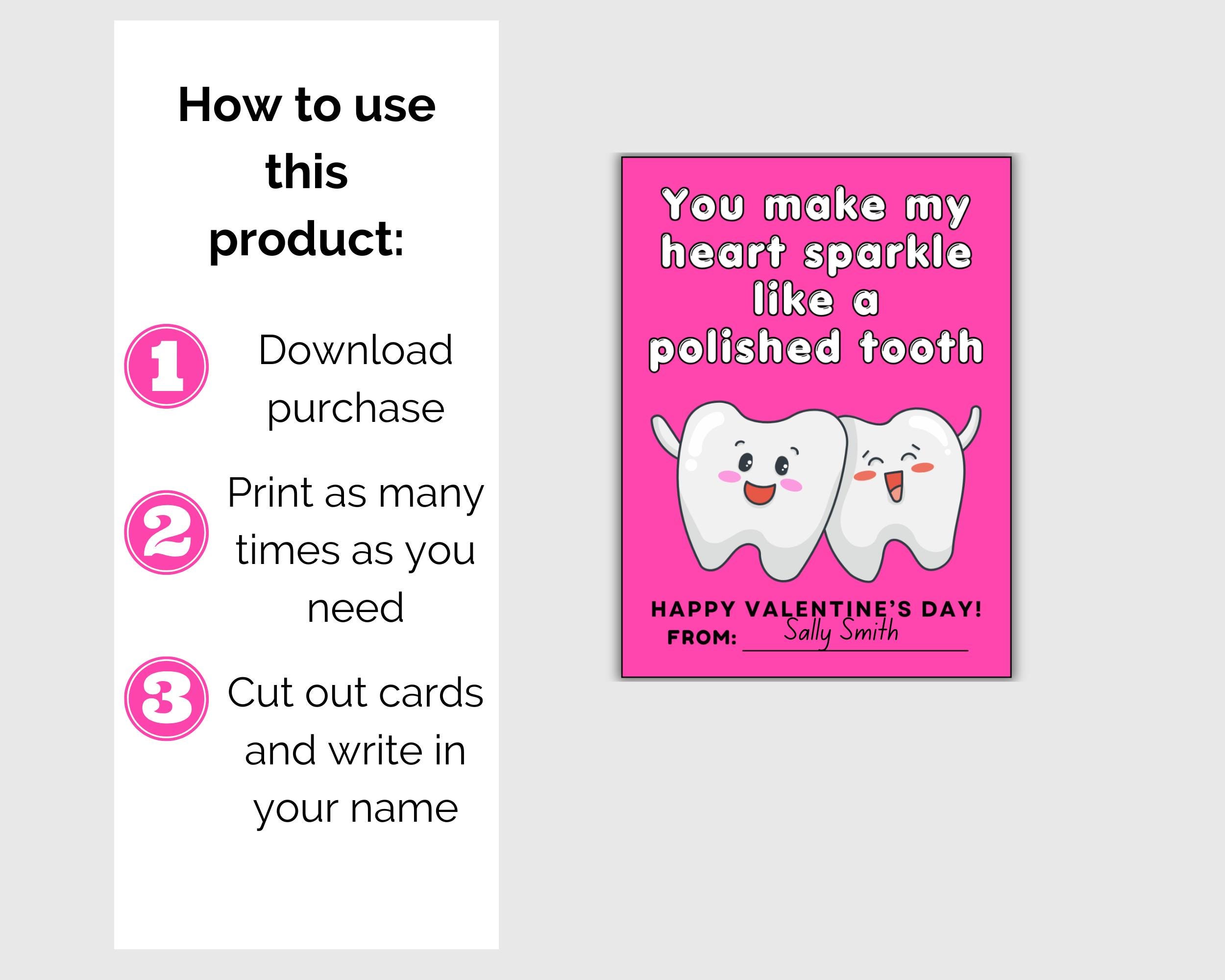 Funny Dental Valentine Cards, 12 Printable Dental Valentines for ...