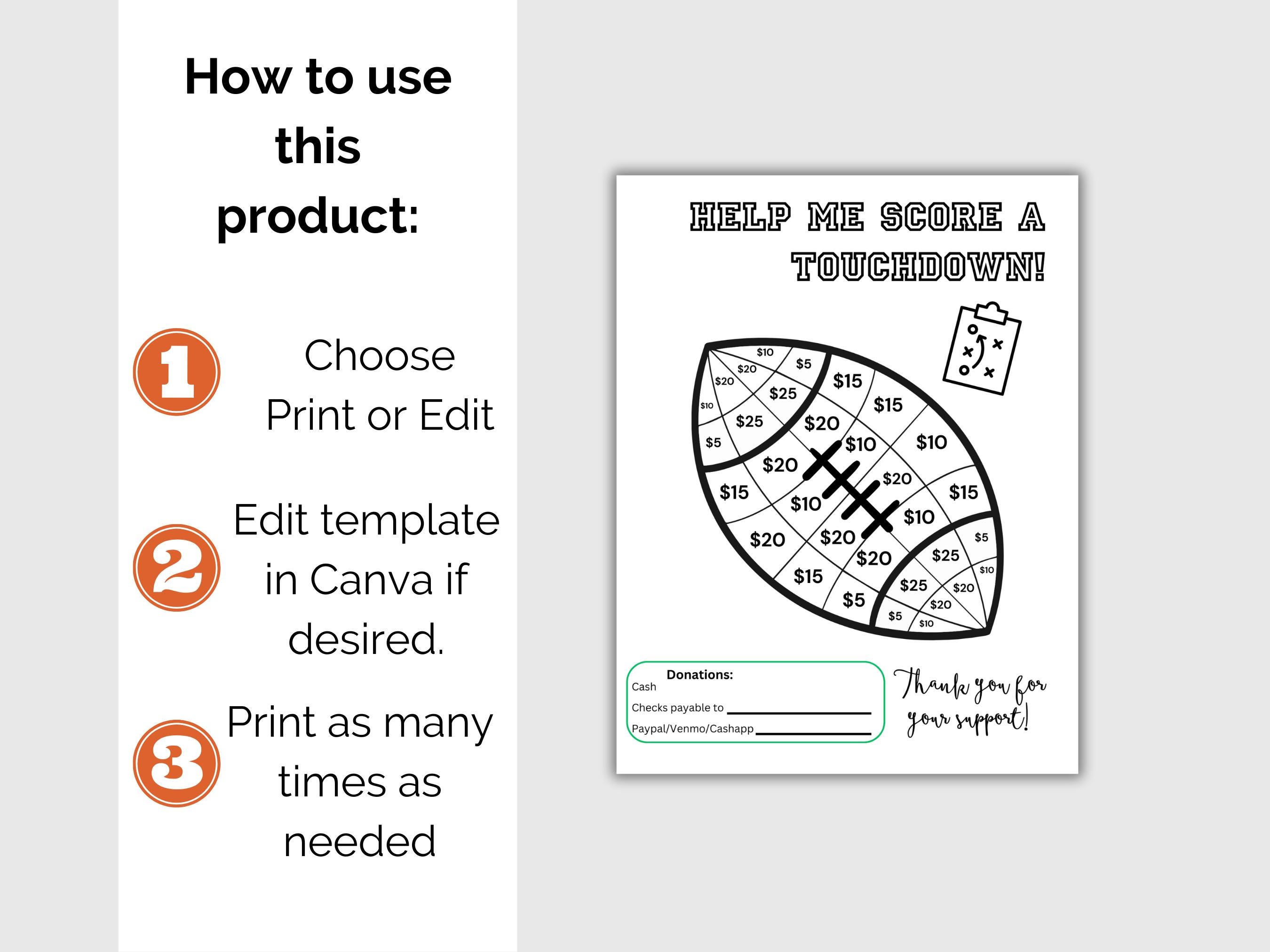 Editable Fill My Football Fundraiser Template, Football Fundraiser ...