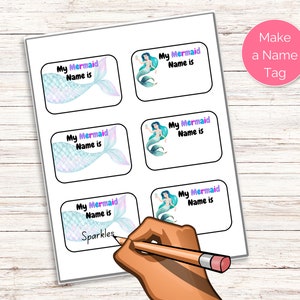 What's Your Mermaid Name Game + Name Tags, Mermaid Birthday Game ...