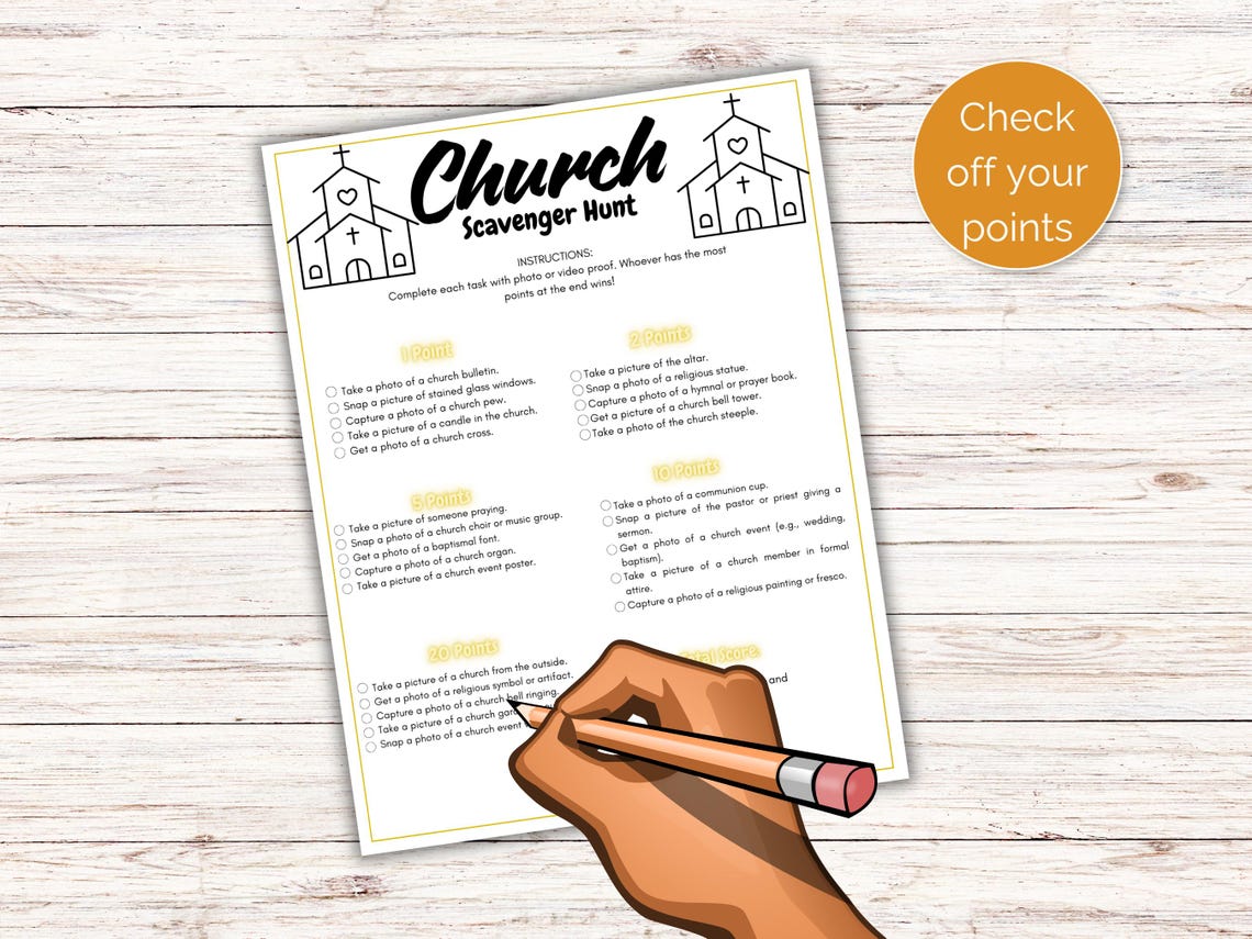 Church Scavenger Hunt, Printable Church Photo Scavenger Hunt, Sunday ...