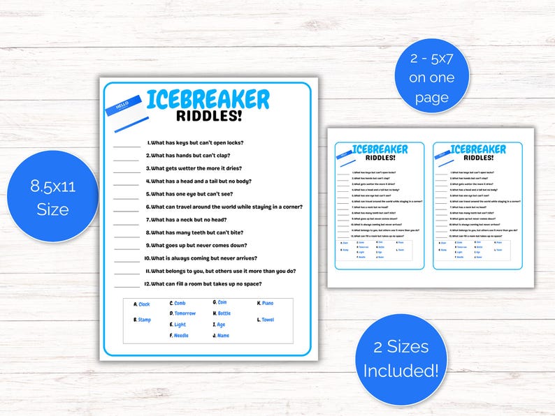 Icebreaker Jokes, Printable Icebreaker Riddles, Icebreaker Game for ...