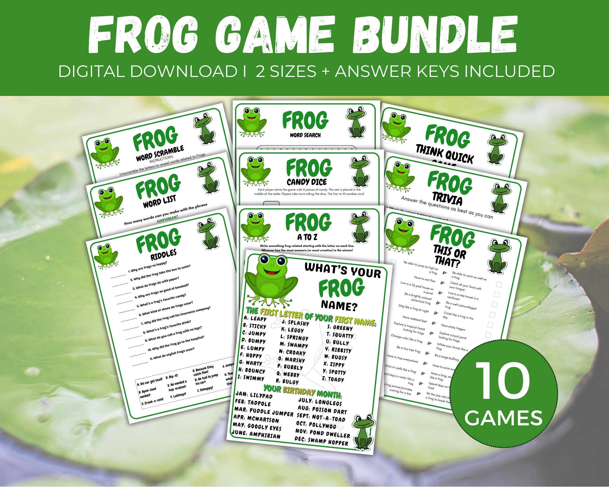 Frog Game Bundle, Frog Birthday Party Ideas, Hoppy Birthday Game, Frog ...