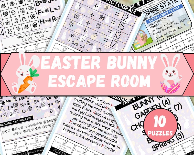 Easter Bunny Escape Room Game, Printable Easter Escape Room Kit, DIY ...