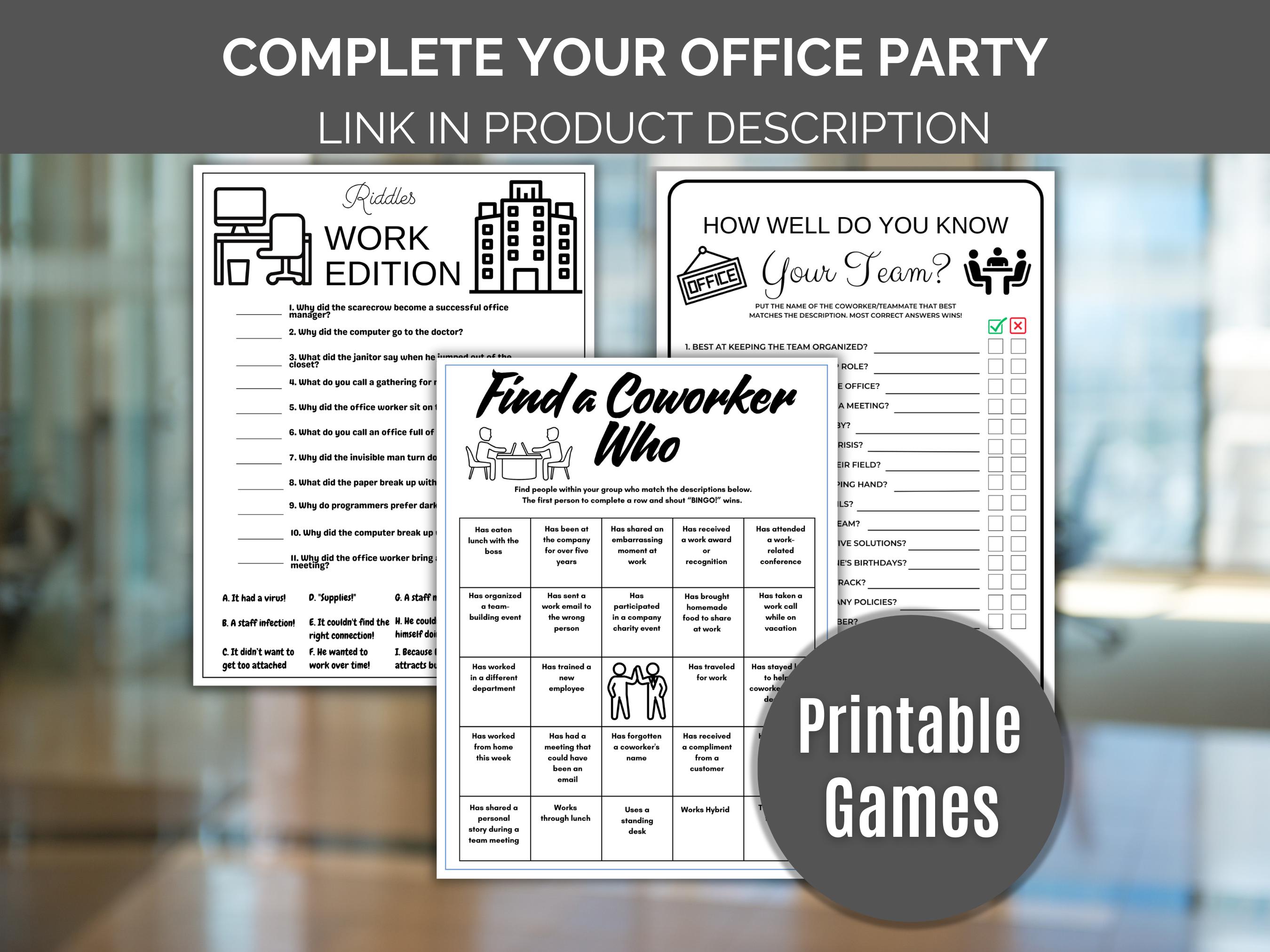 Office Trivia Game, Coworker Quiz, Printable Office Team Building Games ...