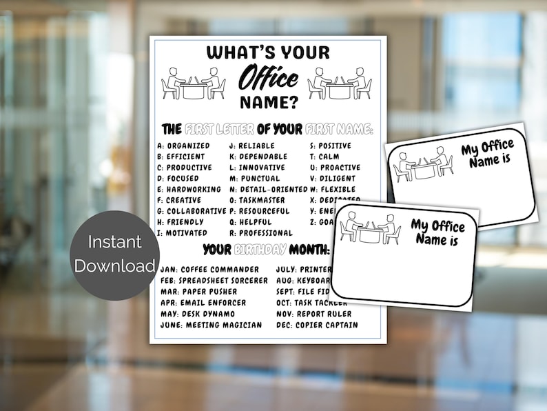 What's Your Office Name Game + Name Tags, Printable Office Party Games ...