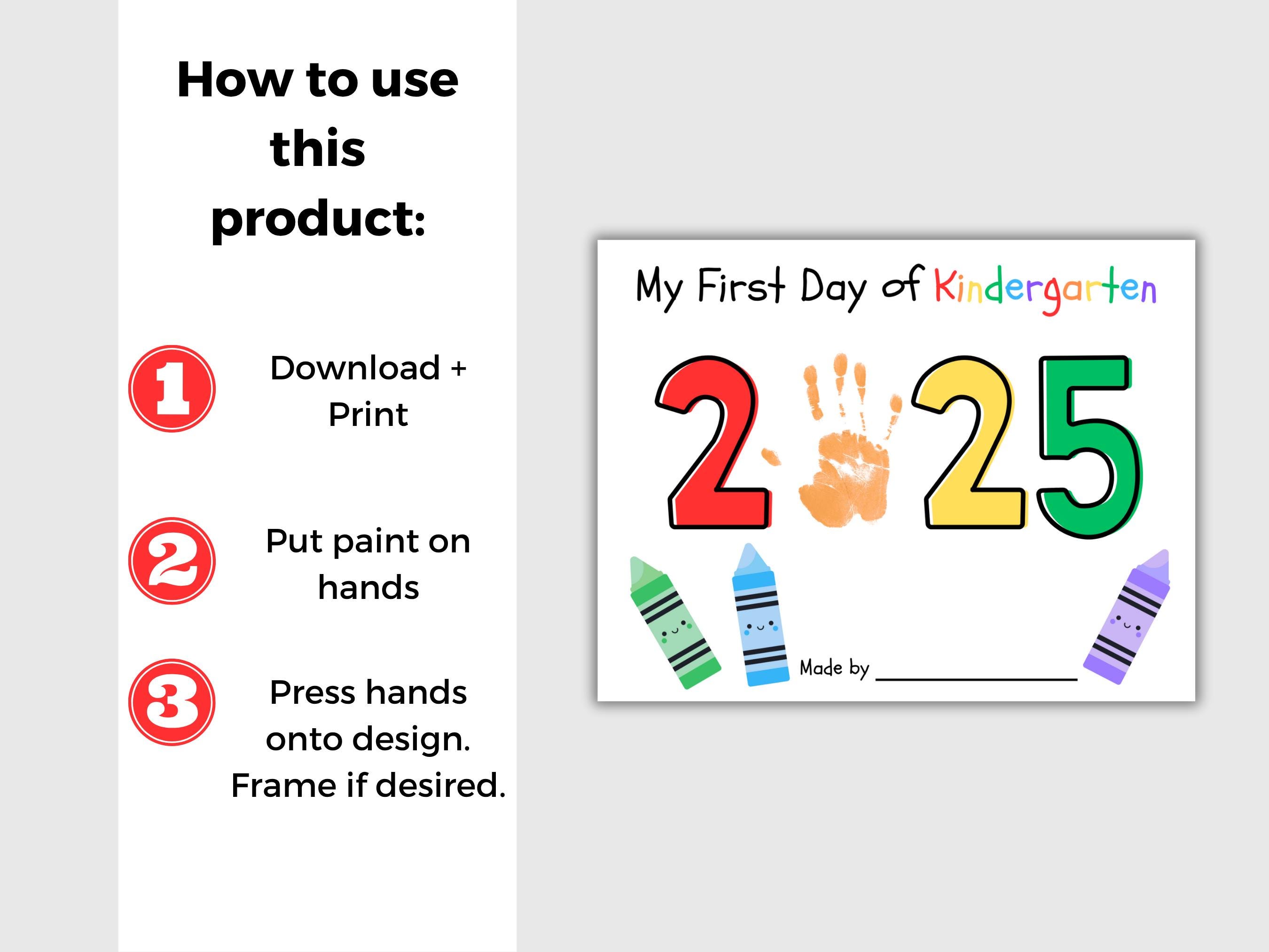 2025 First Day of Kindergarten Handprint Art, Kindergarten Handprint ...