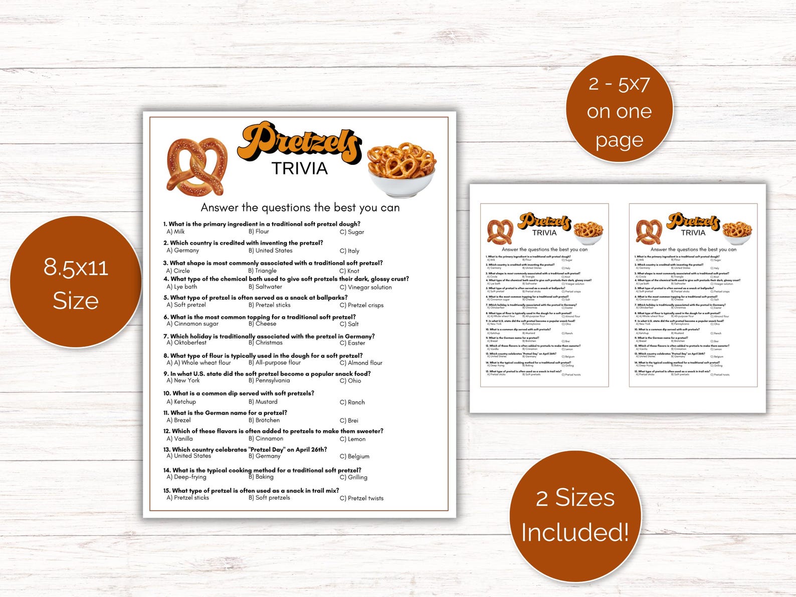 Pretzel Trivia Game, Pretzel Quiz, Printable German Party Game for Kids ...