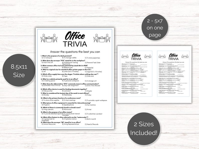 Office Trivia Game, Coworker Quiz, Printable Office Team Building Games ...
