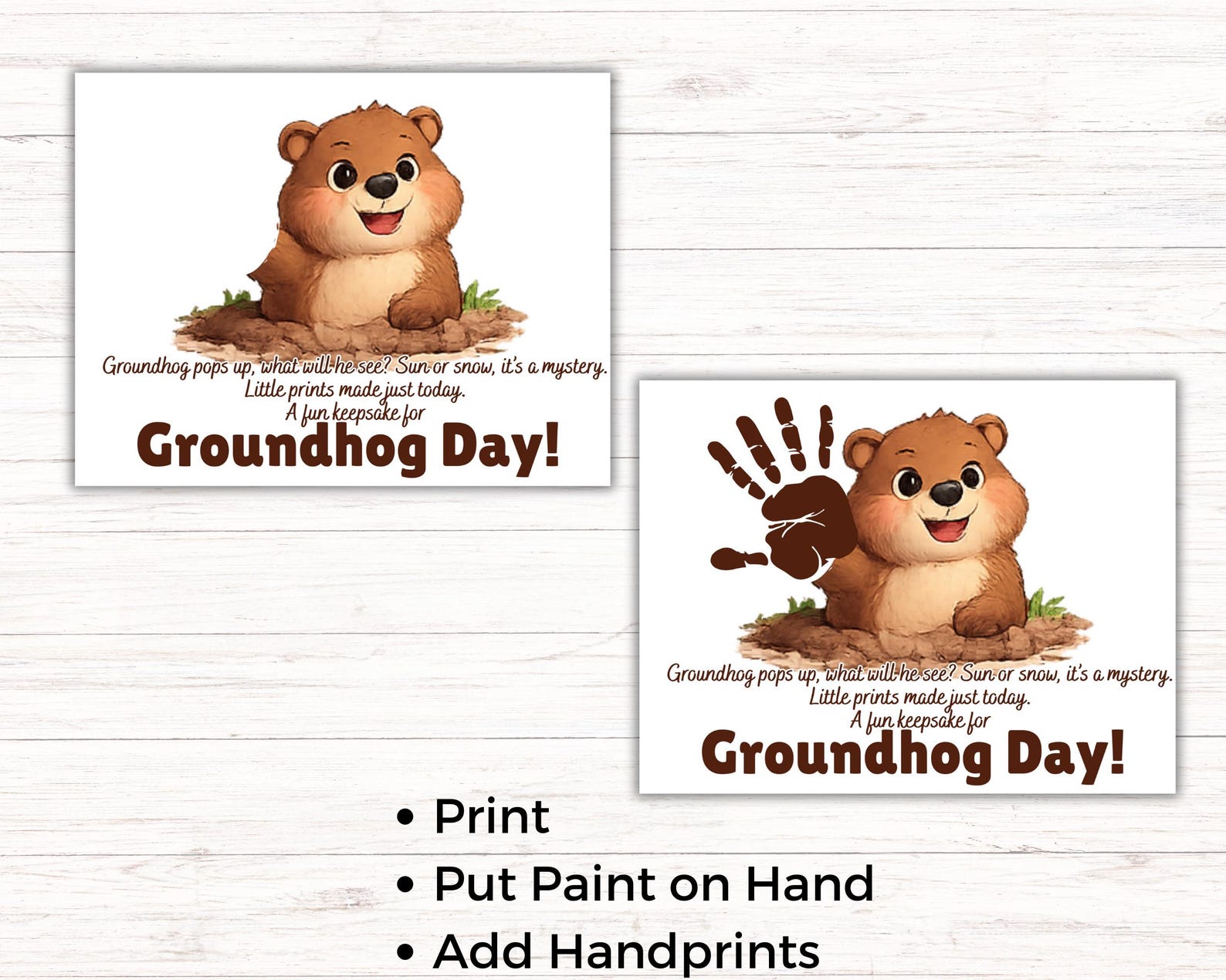 Groundhog Day Handprint Art Bundle, Happy Groundhog Day Handprint Craft ...