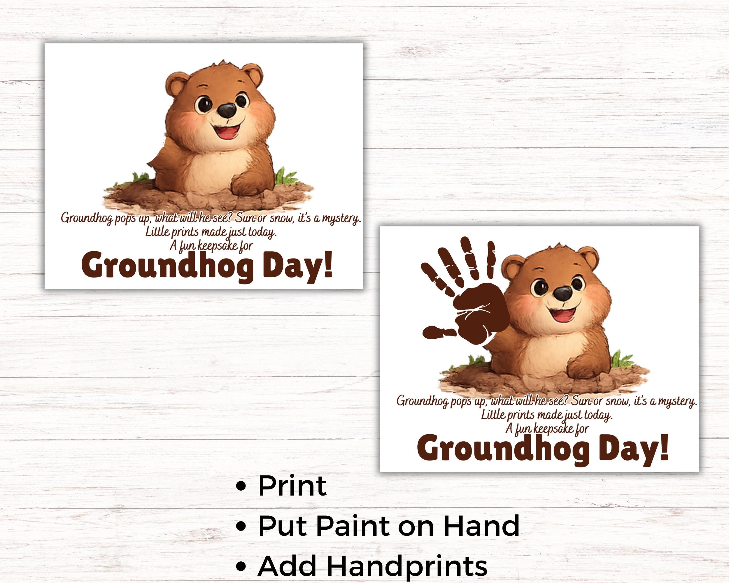 Groundhog Day Handprint Art Bundle, Happy Groundhog Day Handprint Craft ...