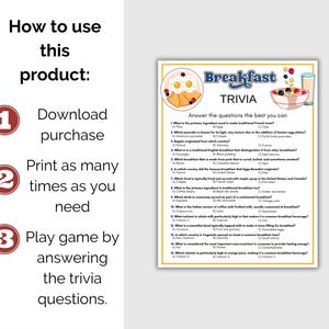 Breakfast Trivia Game, Printable Breakfast Trivia, Food Trivia, Cooking ...