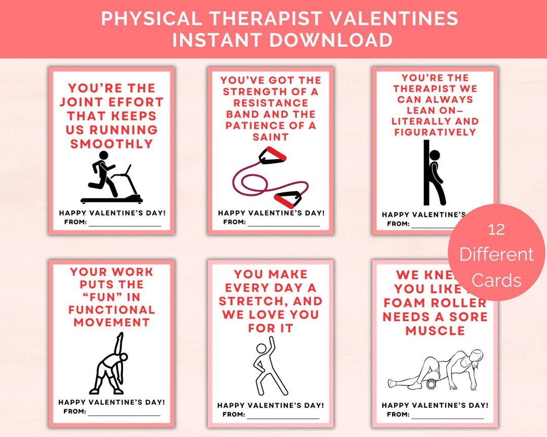Funny Physical Therapist Valentine Cards, Printable Medical Valentines ...