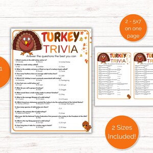 Turkey Trivia Game, Turkey Quiz, Thanksgiving Party Games ...