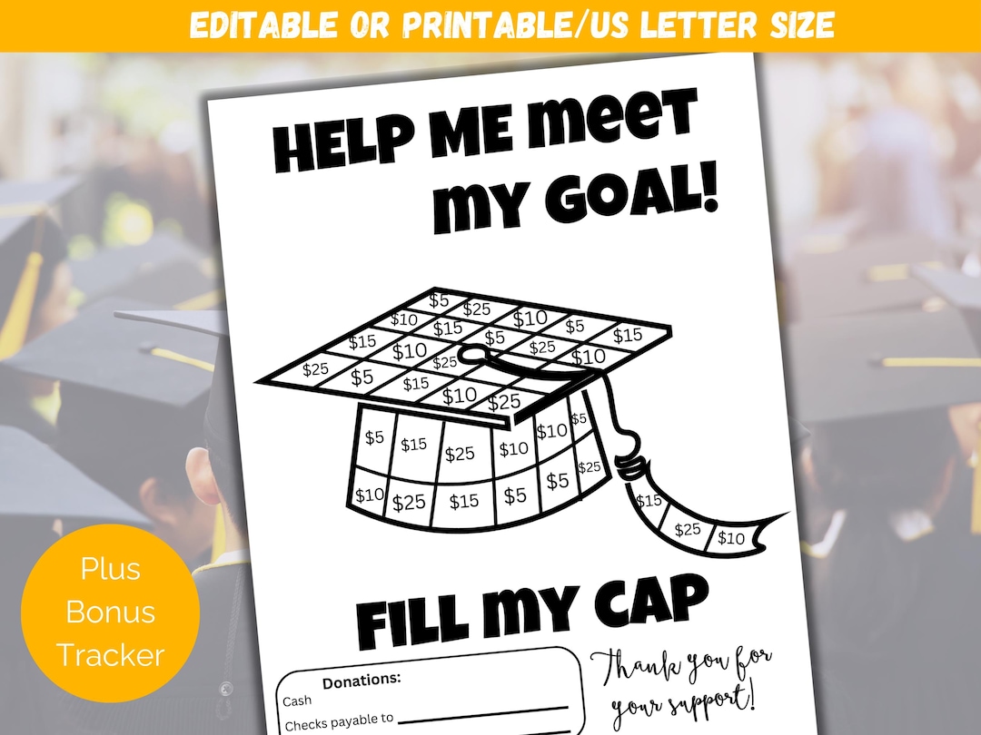 Editable Fill My Grad Cap Fundraiser Template, Graduation Fundraiser ...