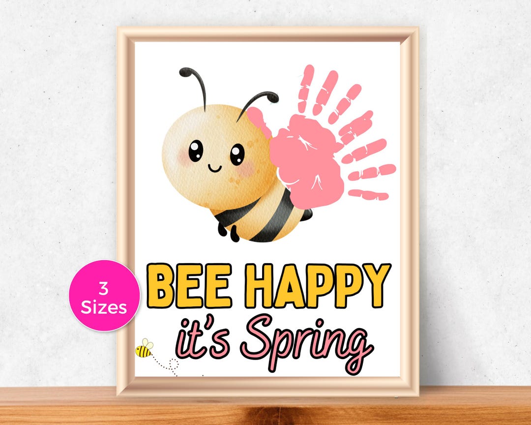 Bee Spring Handprint Art, Spring Handprint Craft for Toddlers, Spring ...