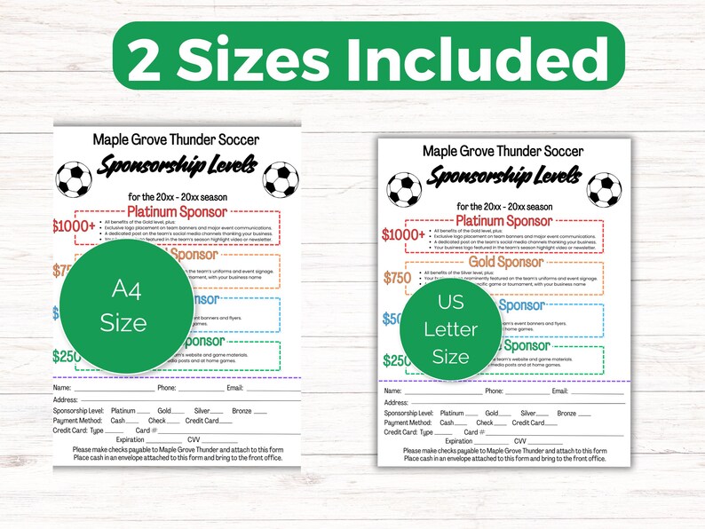 EDITABLE Soccer Sponsorship Levels Flyer Template, Soccer Team ...