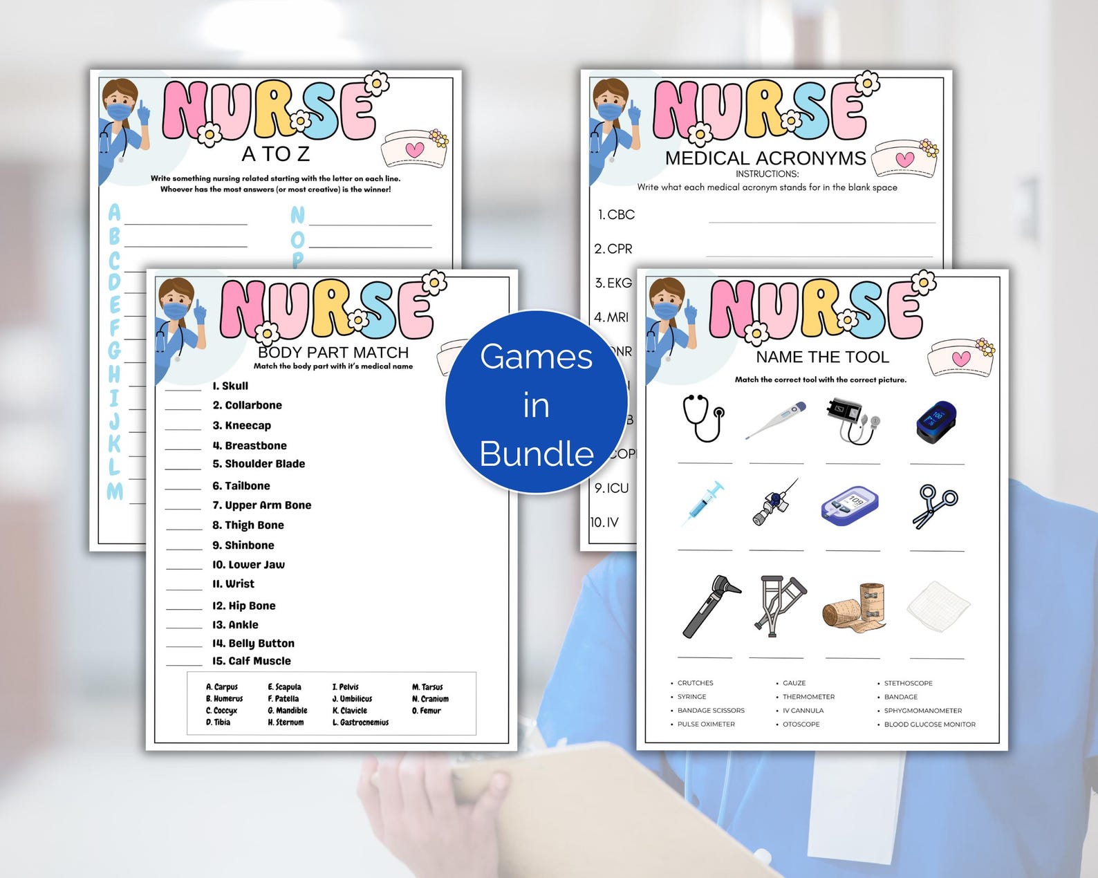 Nurse Game Bundle, Nurse Retirement Party, Printable Nurse Appreciation ...