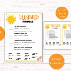 Summer Jokes, Summer Riddles, Summer Party Game, Summer Break Printable ...