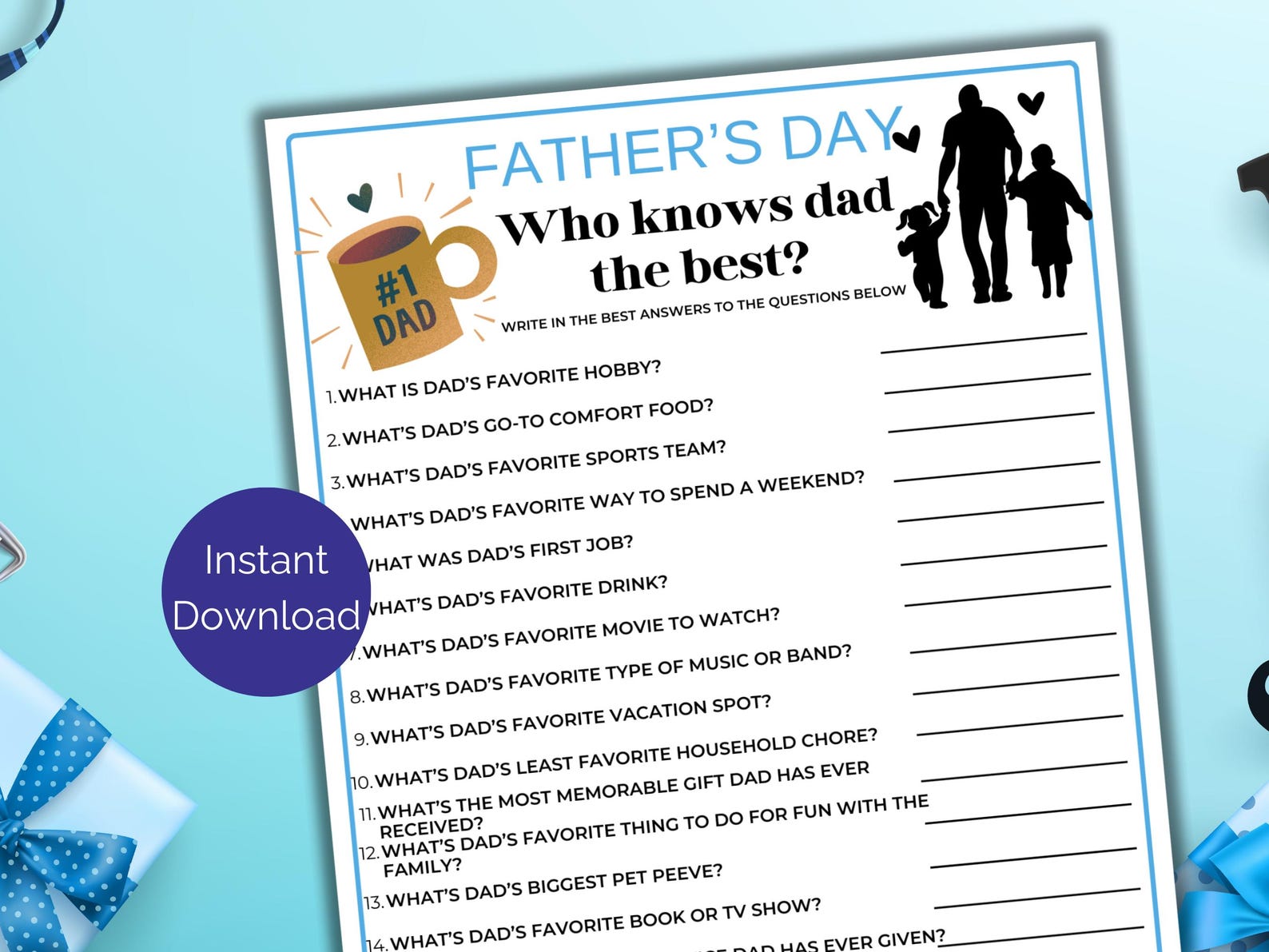 Who Knows Dad Best Game, Printable Fathers Day Games, How Well Do You ...