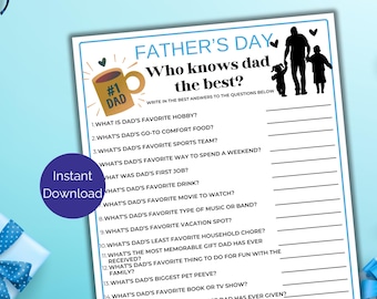 Who Knows Dad Best Game, Printable Fathers Day Games, How Well Do You ...