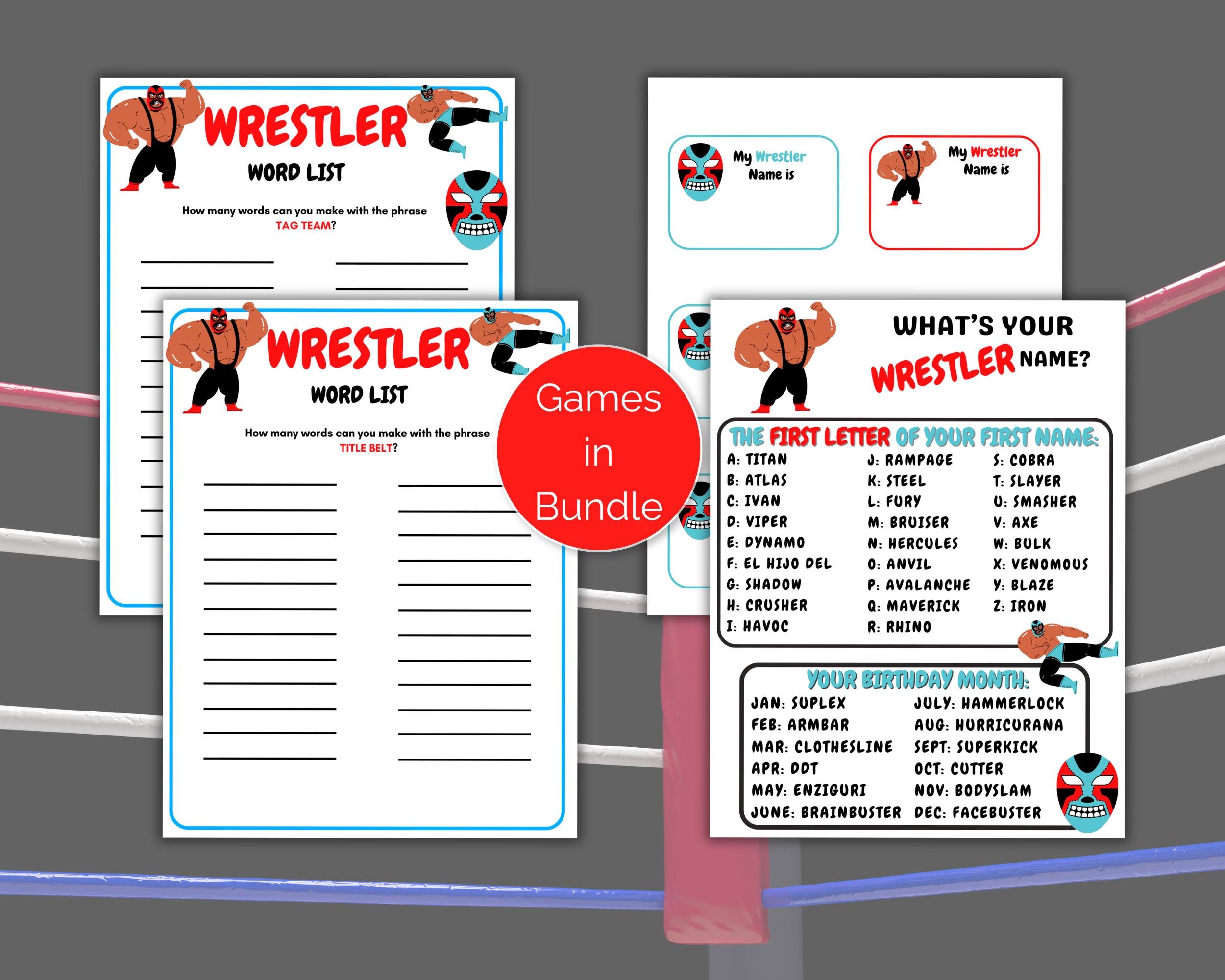 Wrestling Party Games, Wrestling Printable Games, Wrestling Activities ...