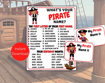 Pirate Name Game Printable, What's Your Pirate Name Game, Name ...