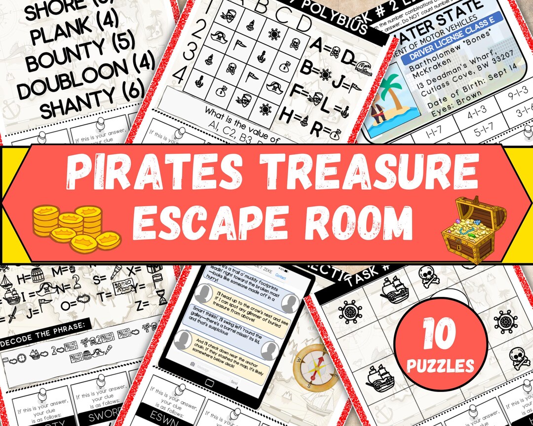 Pirate Escape Room for Kids, Printable Escape Room Kit, Birthday Party ...