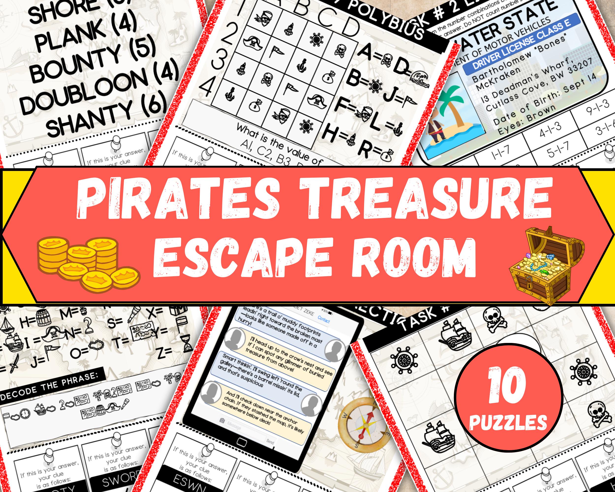 Pirate Escape Room for Kids, Printable Escape Room Kit, Birthday Party ...