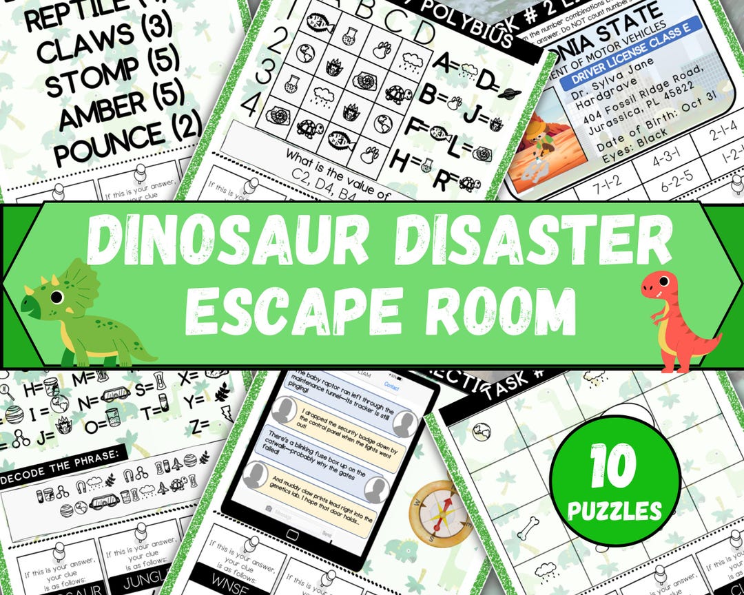 Dinosaur Escape Room for Kids, Printable Escape Room Kit, Dinosaur ...