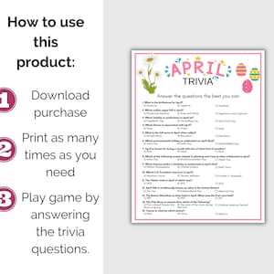 April Trivia Game, April Quiz, Printable April Games for Kids and ...