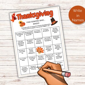 Thanksgiving Find Someone Who Game, Thanksgiving Mix and Mingle, Human ...