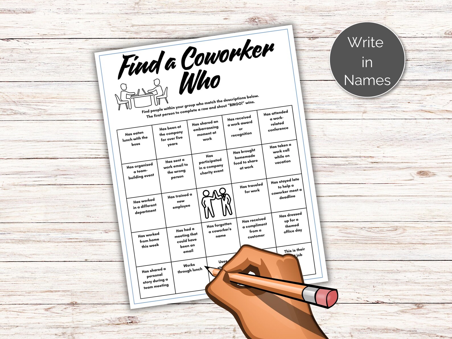 Coworker Find Someone Who Game, Office Party Mix + Mingle, Human Bingo ...