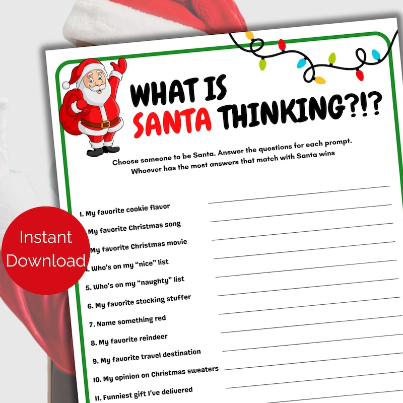 What is Santa Thinking Game - Etsy