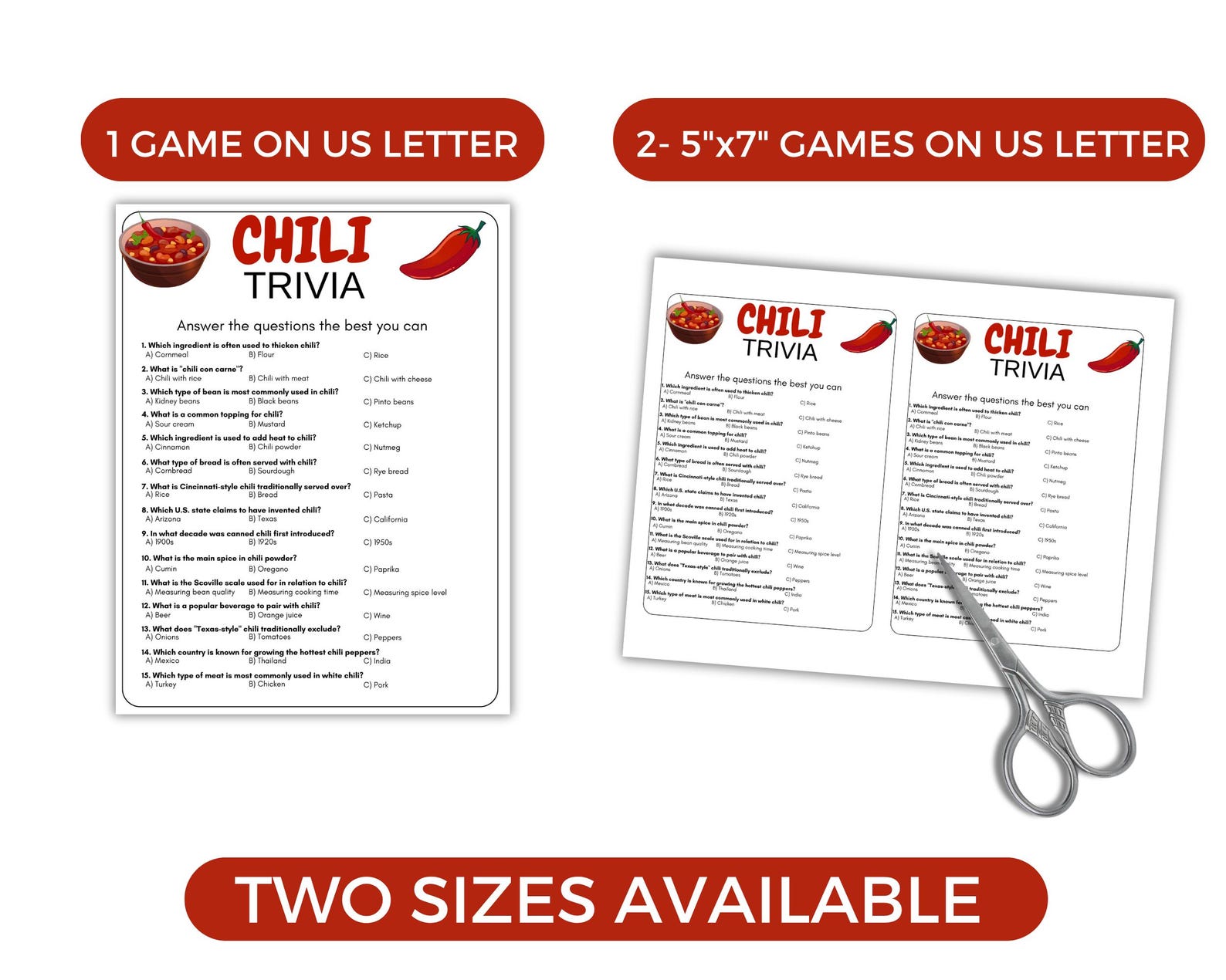 Chili Game Bundle, 16 Printable Chili Cook-off Games, Chili Party Games ...