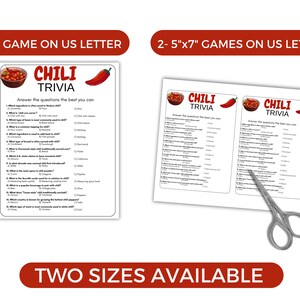 Chili Game Bundle, 16 Printable Chili Cook-off Games, Chili Party Games ...