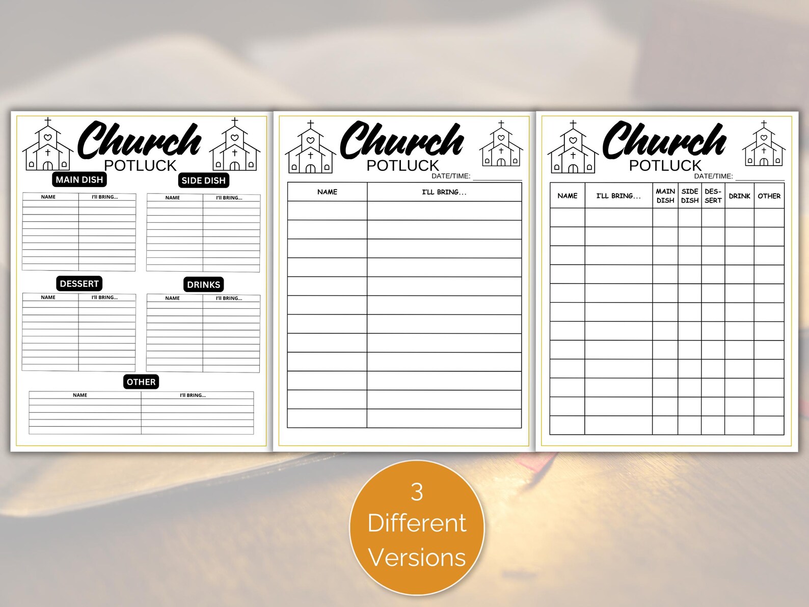 Church Potluck Sign up Sheet, Printable Church Party Potluck Sign up ...