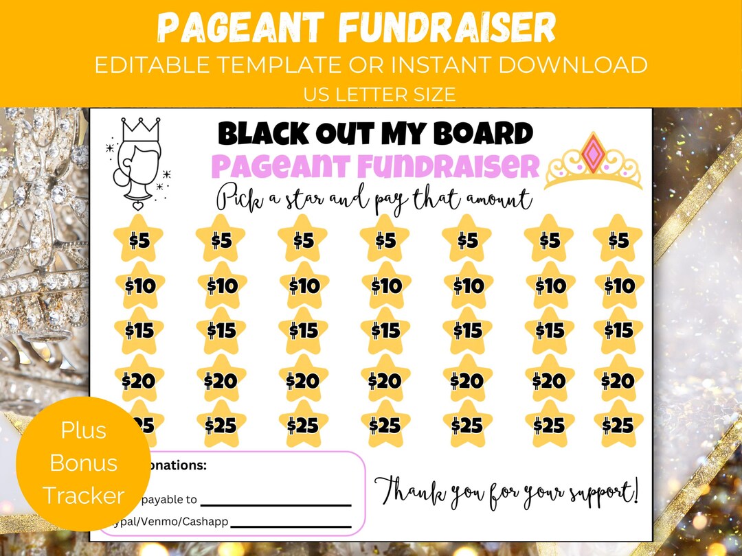 Editable Pageant Black Out My Board Fundraiser, Pageant Competition ...