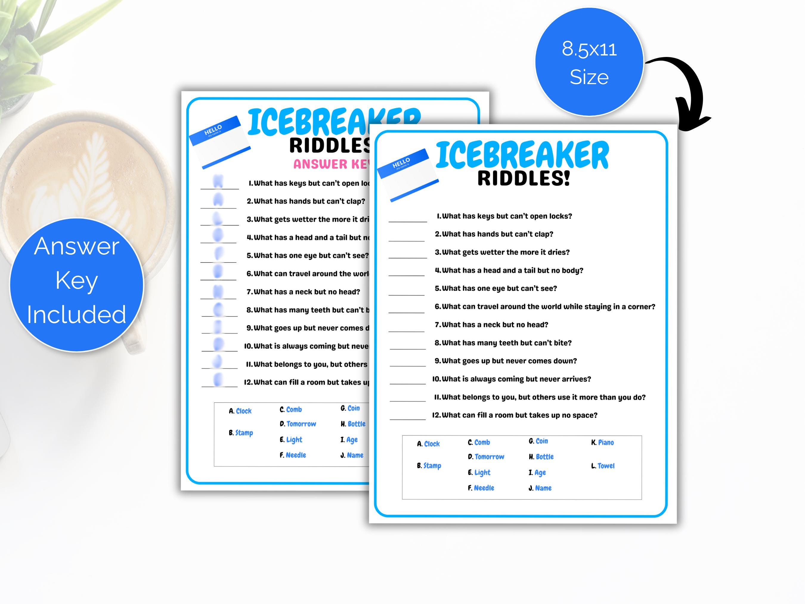 Icebreaker Jokes, Printable Icebreaker Riddles, Icebreaker Game for ...