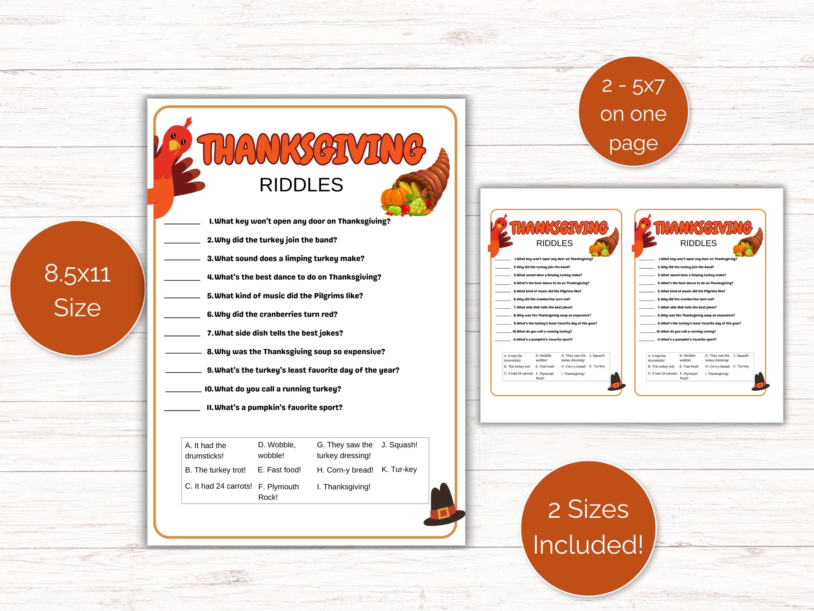 Thanksgiving Riddles, Printable Thanksgiving Jokes for Kids + Adults ...