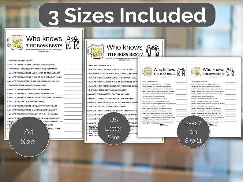 Who Knows the Boss Best Game, Printable Office Party Games, How Well Do ...