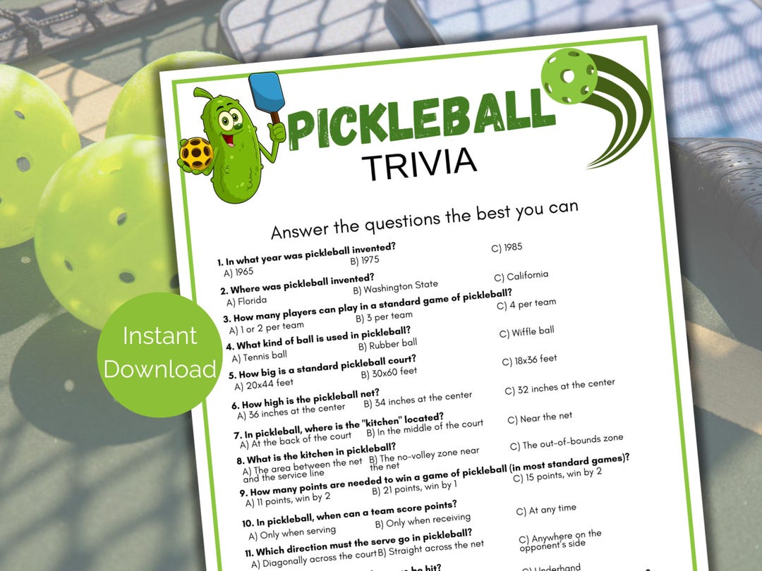 Pickleball Trivia Game, Pickleball Quiz, Pickleball Party Activity ...